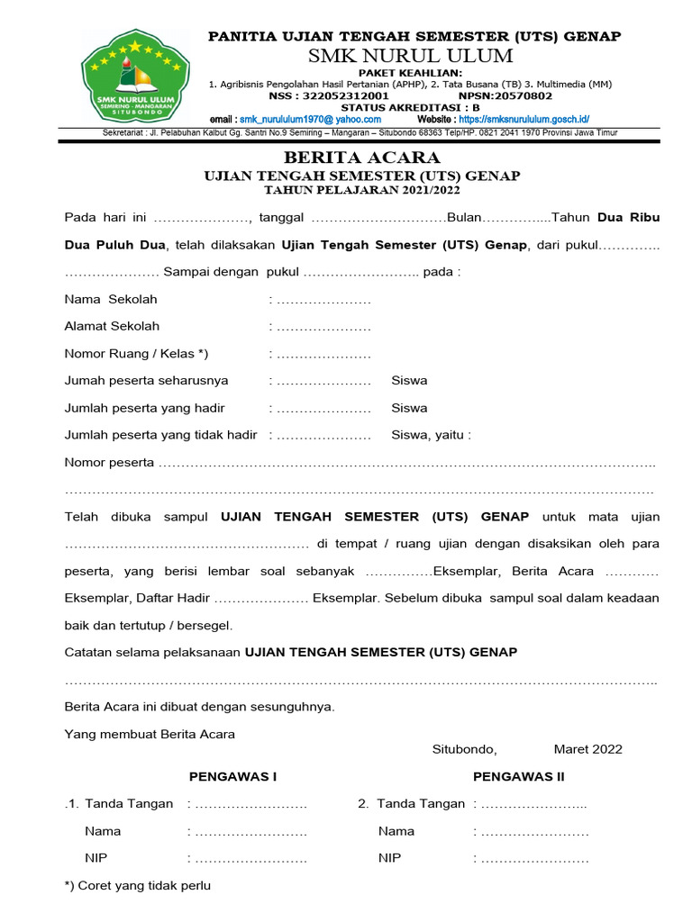 B. Acara, Absen, B. Berkas (Uts) 2023 | PDF