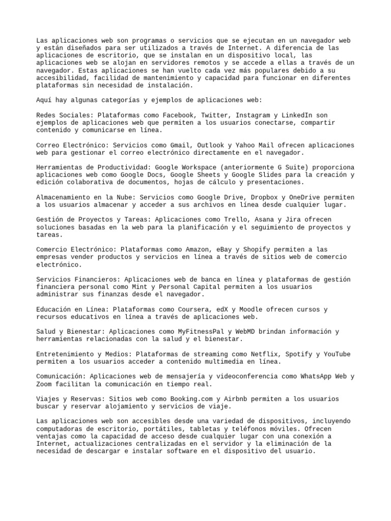 Las Aplicaciones Web | PDF | Software de la aplicacion | Internet