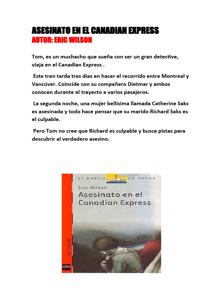 ASESINATO EN EL CANADIAN EXPRESS Resumen | PDF