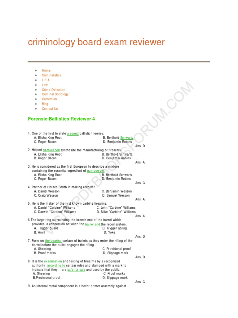 Forensic Ballistics Exam Reviewer | PDF | Revolver | Firearms