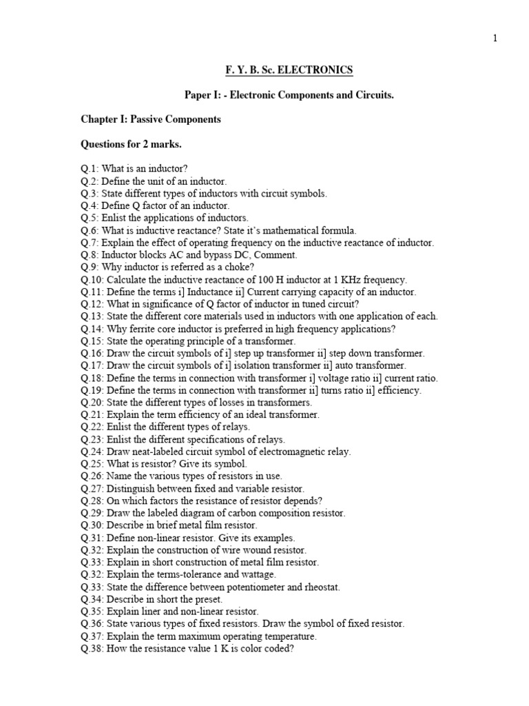 F. Y. Bsc. (Electronics) Question Bank | PDF | Amplifier | Bipolar ...