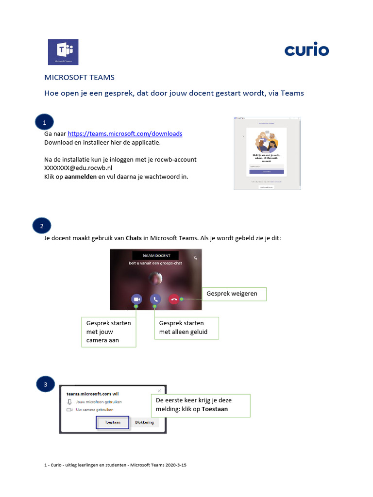 Instructie Leerlingen Teams Onderwijs Op Afstand 20200315 | PDF