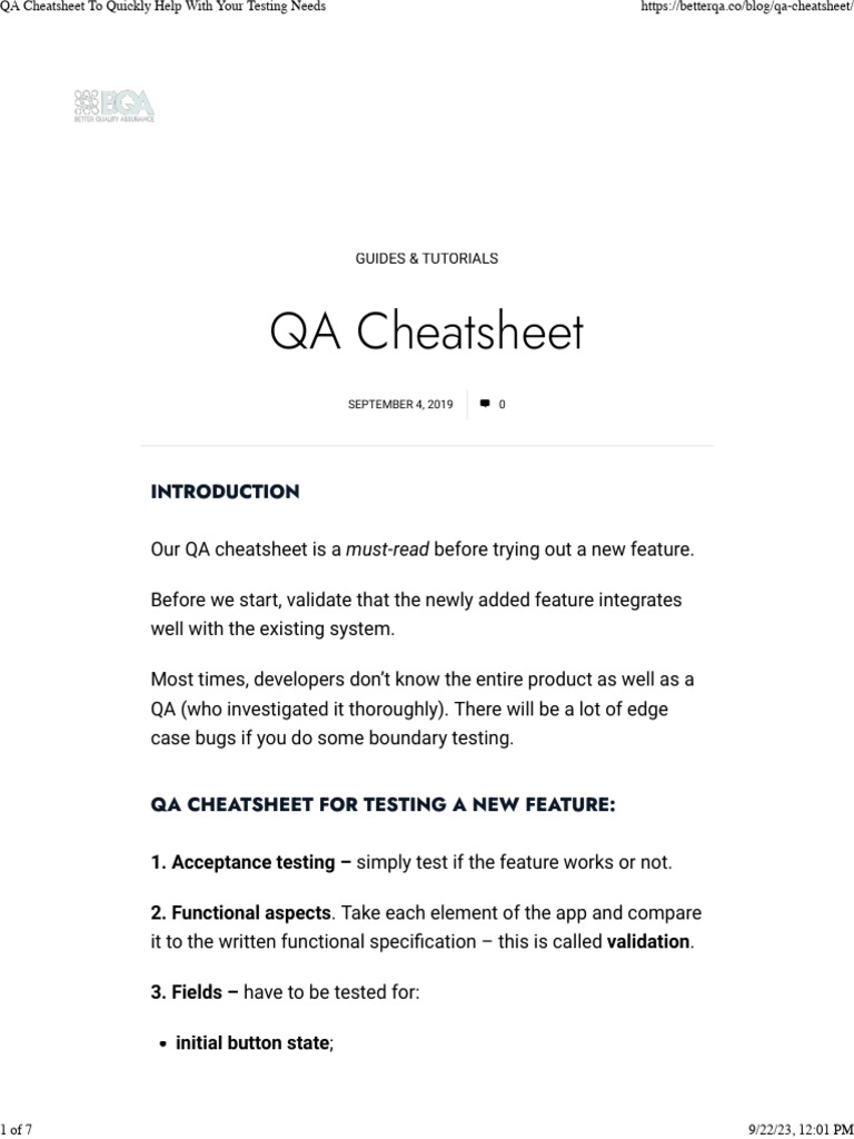 Qa Cheat Sheet | Download Free PDF | Android (Operating System) | Ios
