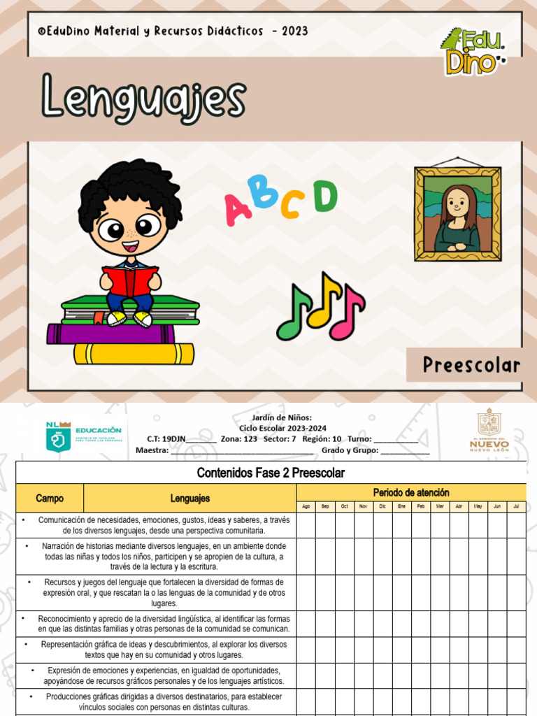 Lenguajes en Preescolar: Fase 2 | PDF | Educación de la primera ...