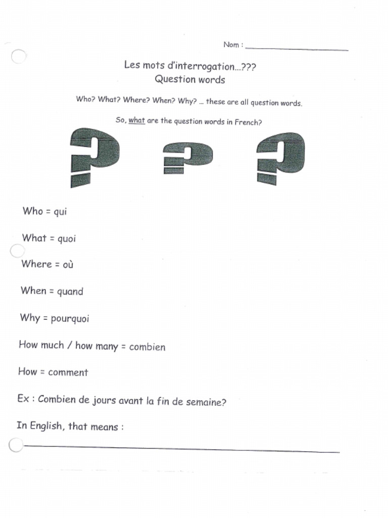 Les Mots Interrogatifs | PDF