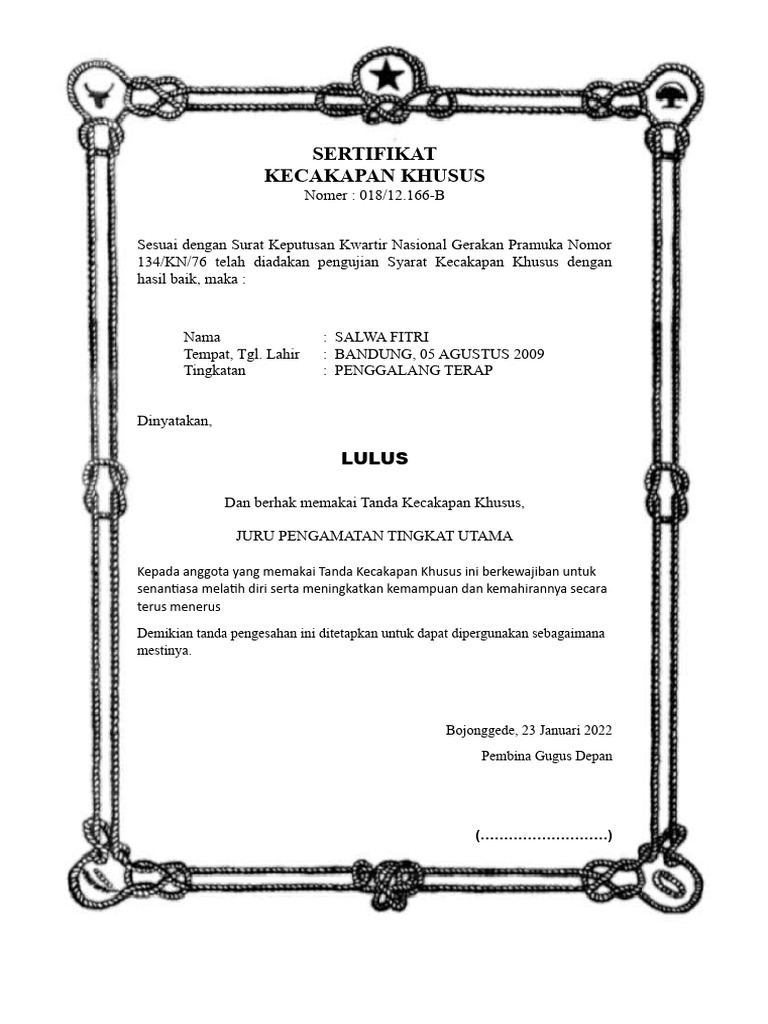 Sertifikat TKK | PDF