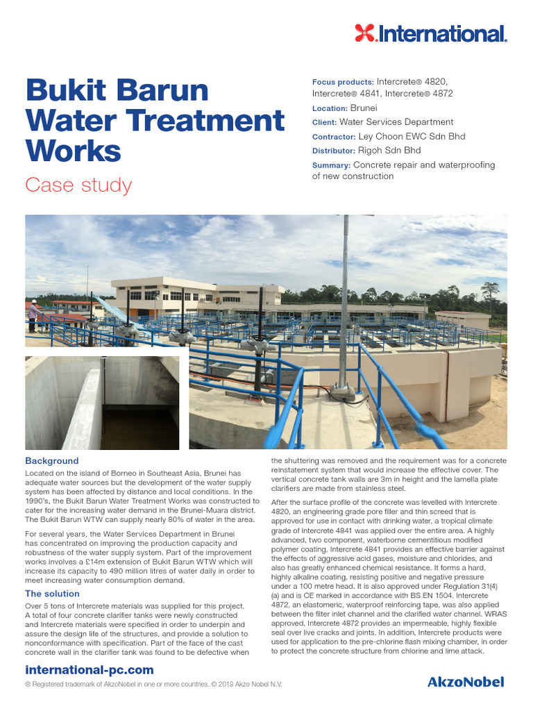 Intercrete Case Study Bukit Barun Water Treatment Works | PDF ...