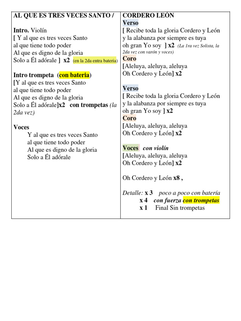 Al Que Es Tres Veces Santo - Cordero y León | PDF