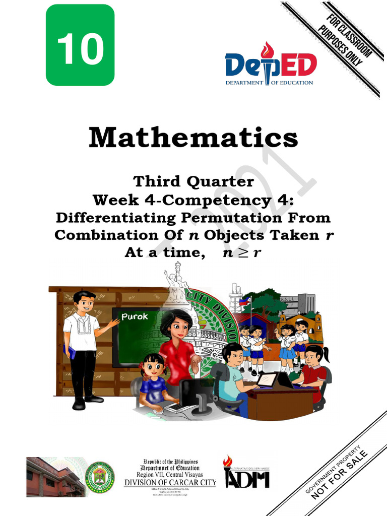 Math-10 SLM Q3 W4 V1.0-CC-released-16Mar2021 | PDF | Learning | Permutation