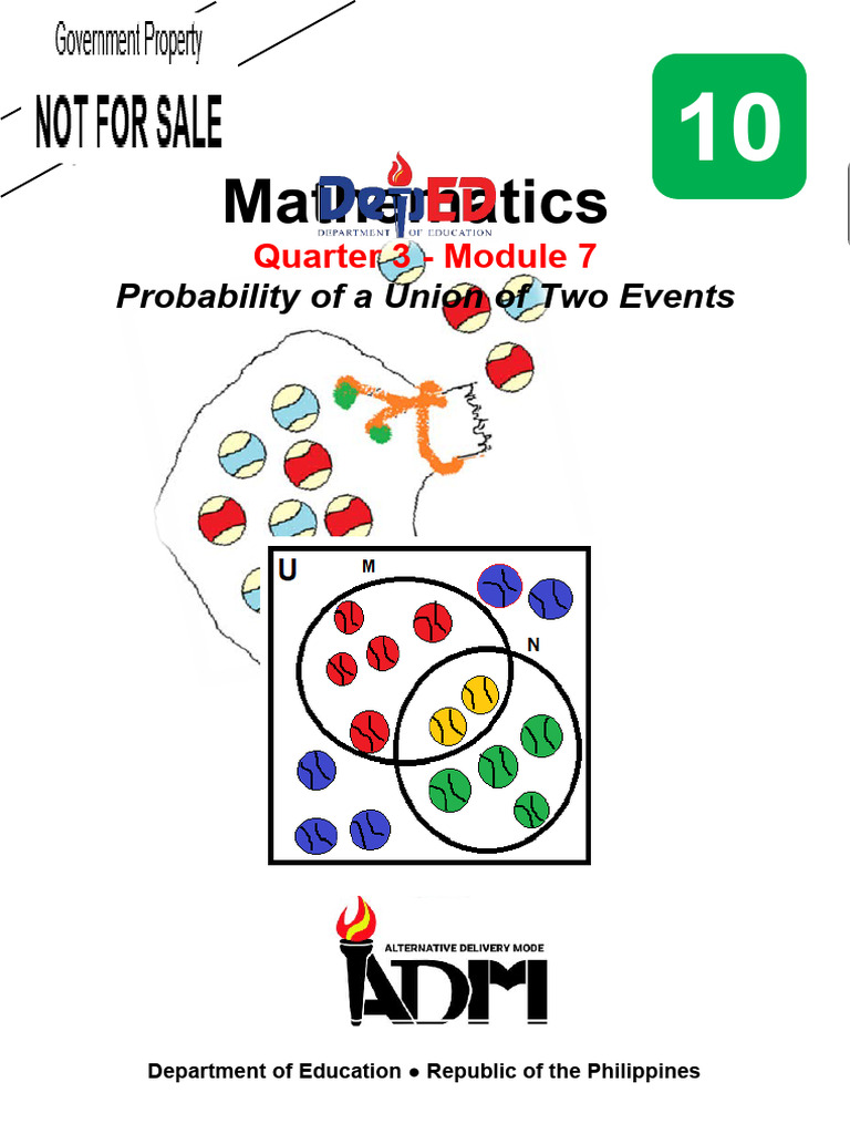 Math10 - Q3 - Module7 - Probability of A Union of Two Events - V3 | PDF ...