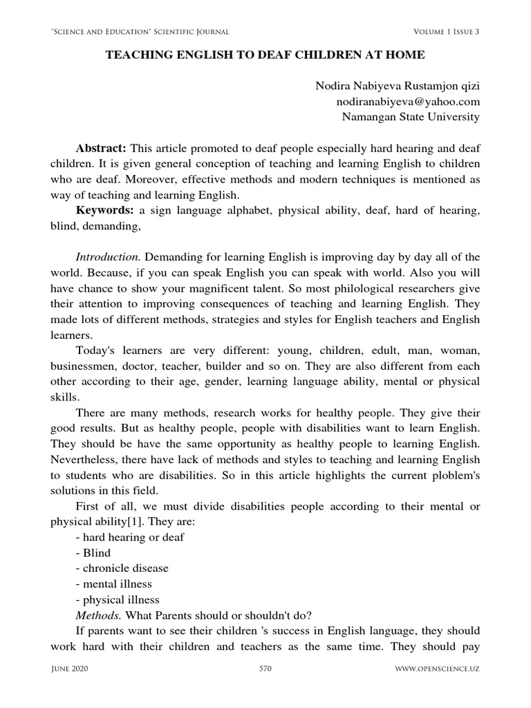 Teaching English to Deaf Children at Home | PDF | Wellness