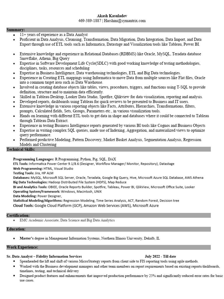 Akash Kasuladev Data Analyst | PDF | Data Analysis | Databases