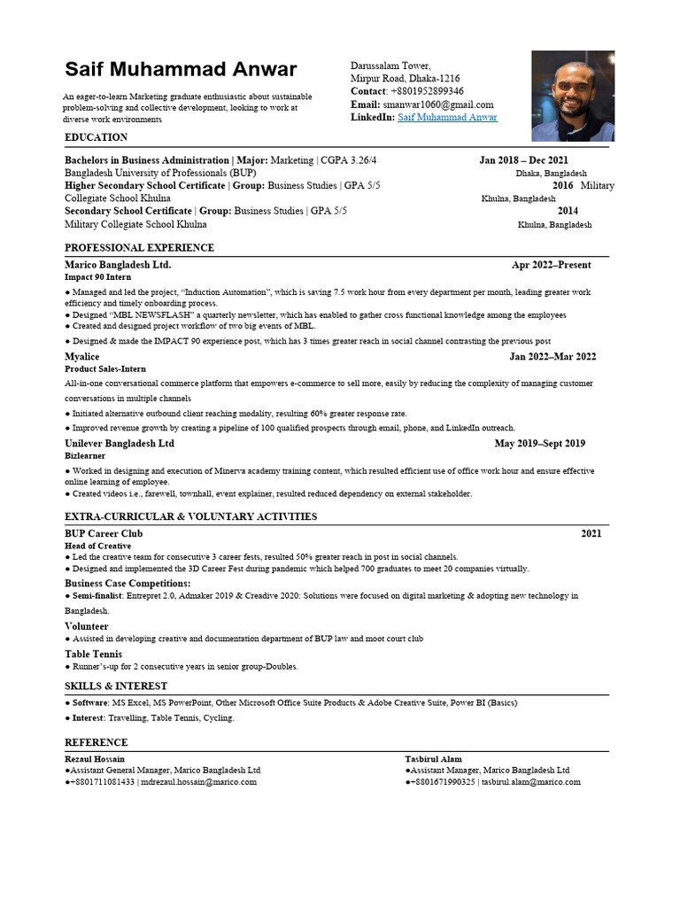 Saif-Muhammad-Anwar-resume-text | PDF | Computing | Business