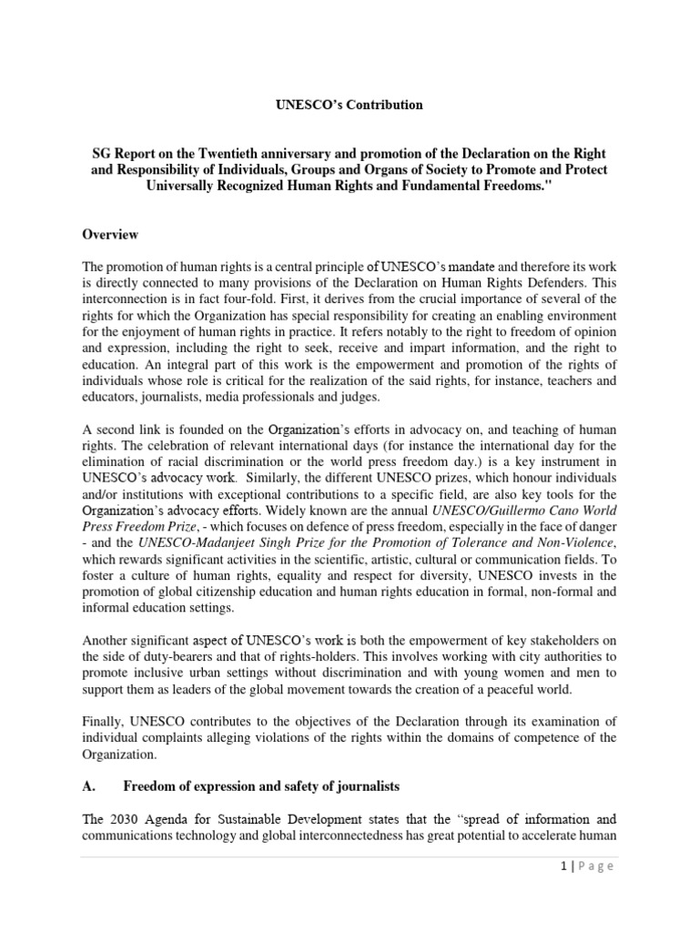 Contributions of UNESCO | PDF | International Labour Organization | Unesco