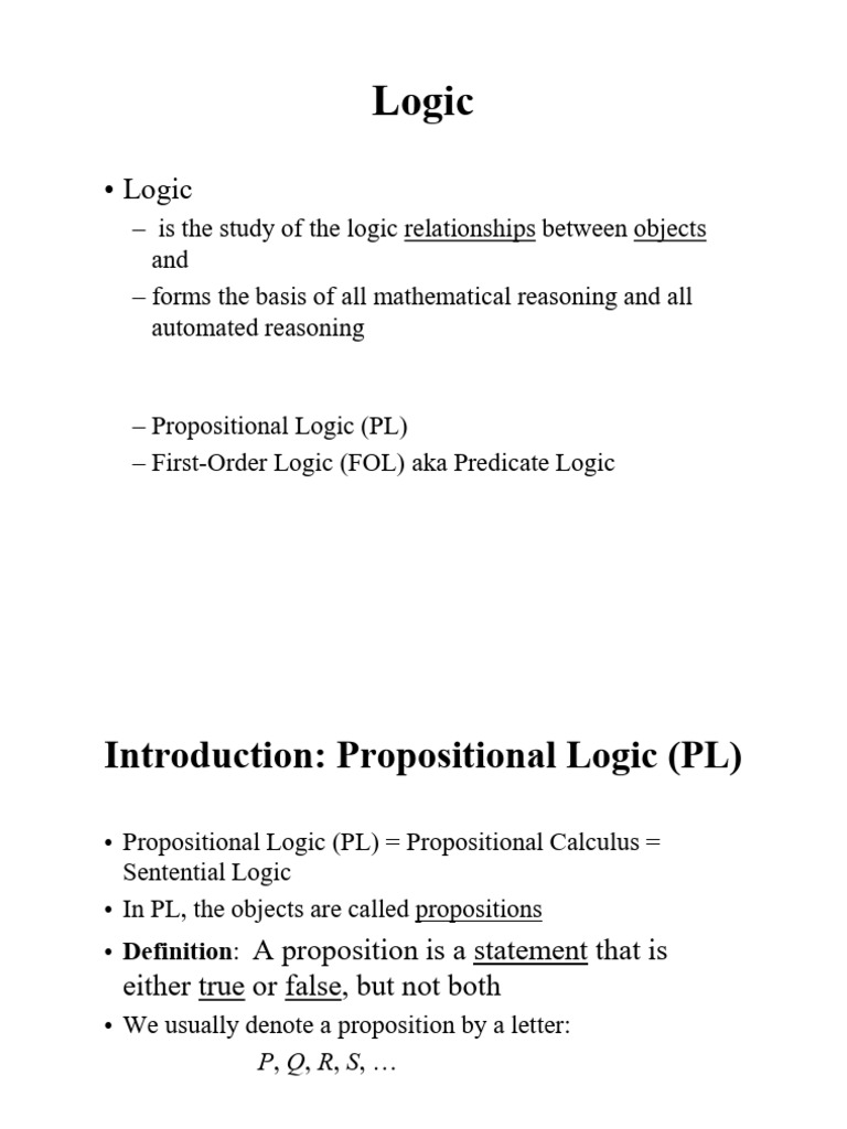 Unit 3 A Logic Intro And Propositional Logic Pdf If And Only If Logic