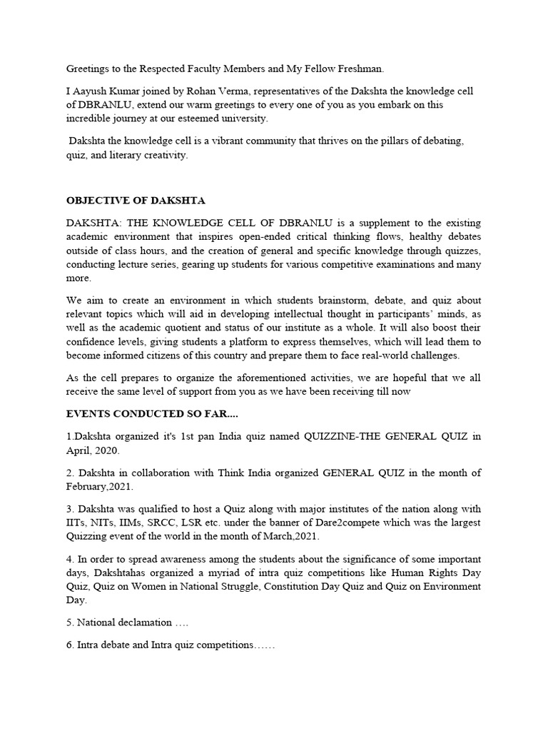 Orientation Speech | PDF