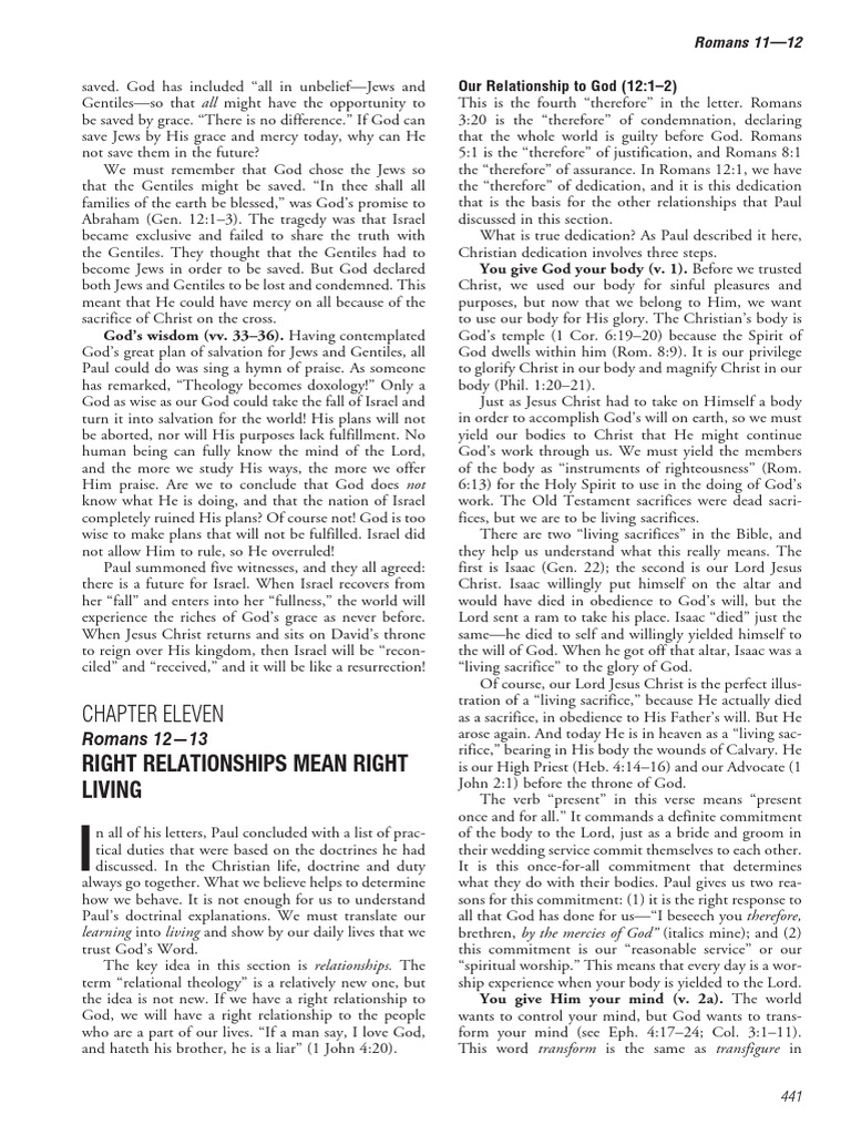 Warren Wiersbe On Romans 12 | PDF | Epistle To The Romans | Jesus