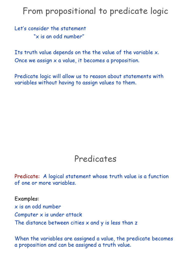 Unit-3 B Predicate Logic | PDF | First Order Logic | Logic