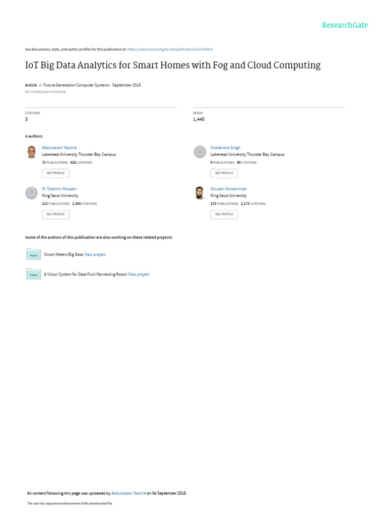 IoT Big Data Analytics For Smart Homes With Fog and Cloud Computing ...