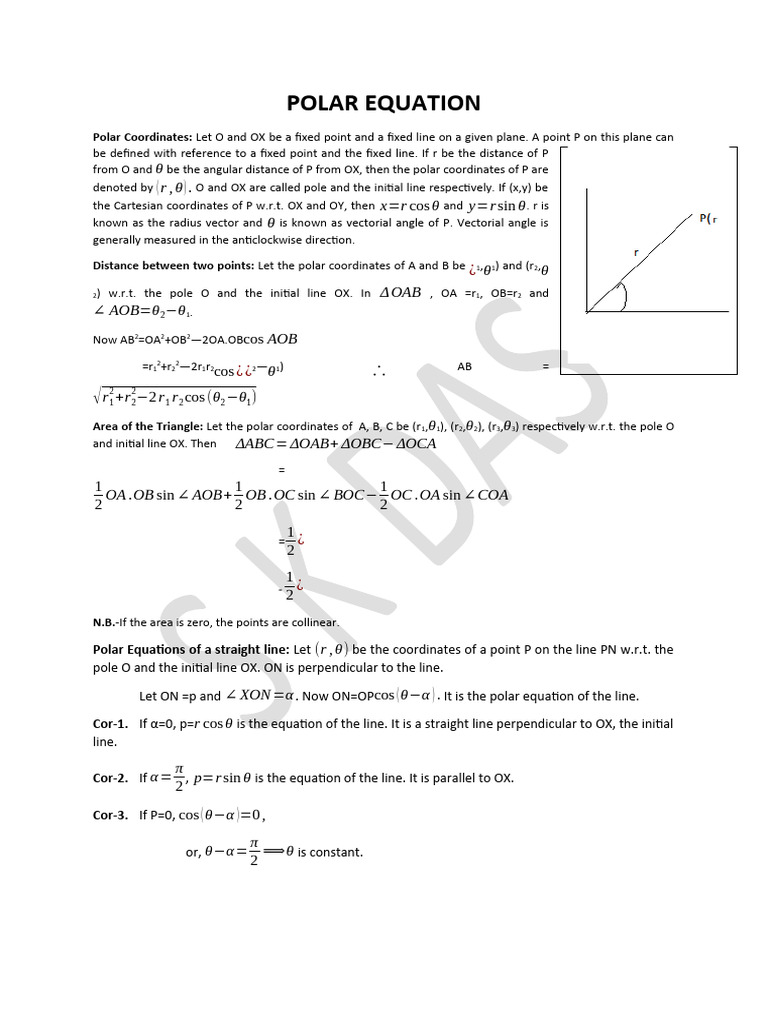 Polar Equation | PDF | Angle | Line (Geometry)