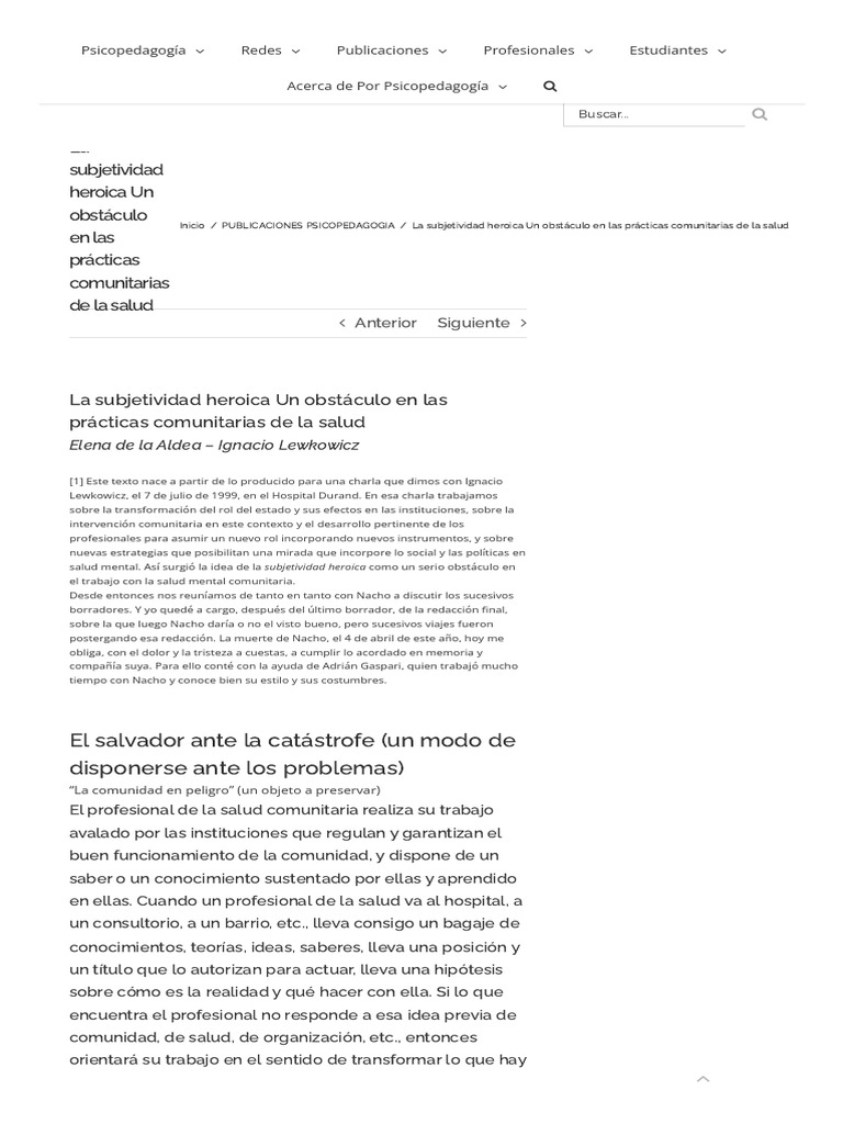 Subjetividad Heroica en Salud Comunitaria | PDF