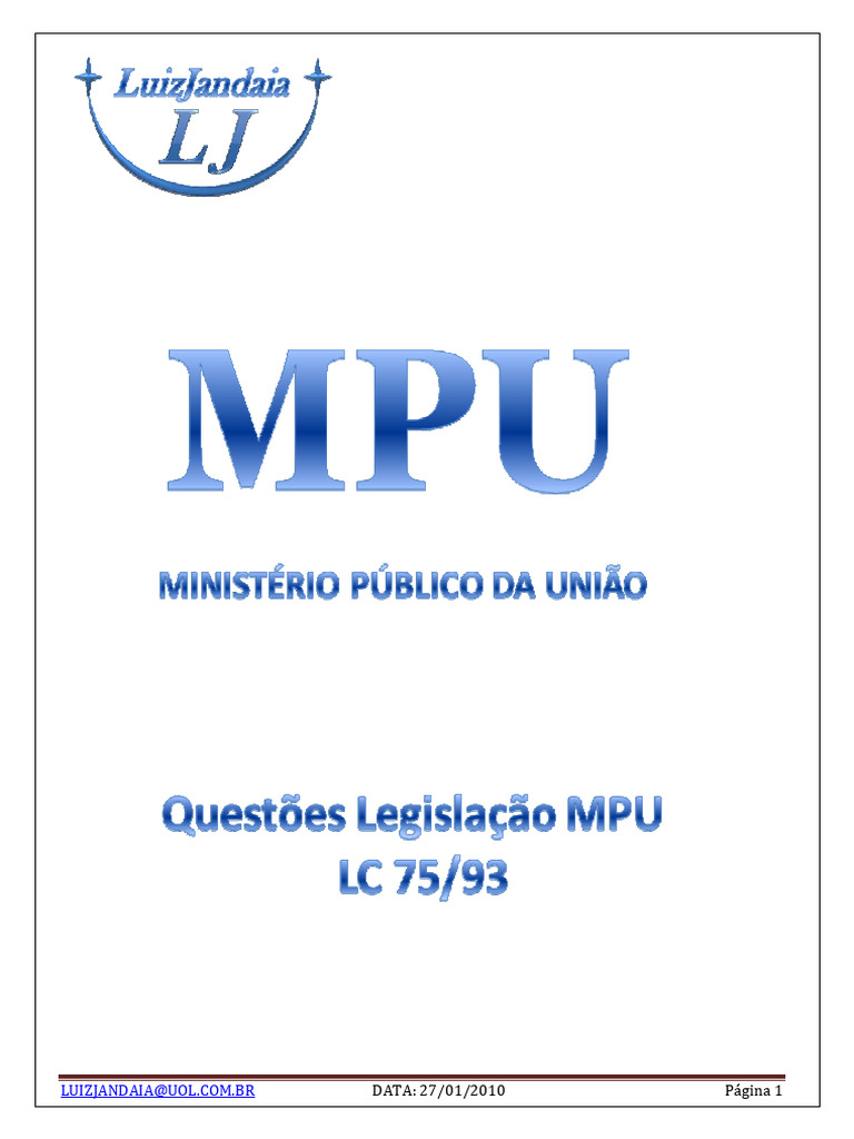 01 Apostila Mpu | PDF | Promotor | Ministério (departamento governamental)