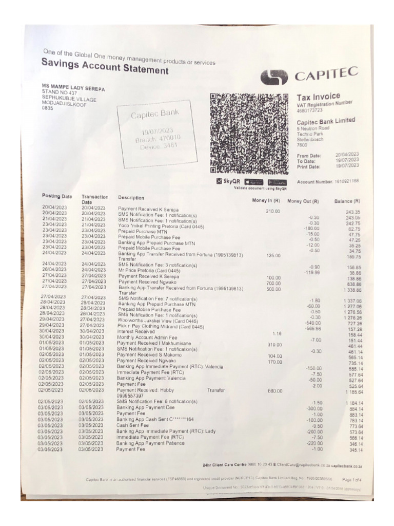 Savings Account Statement | PDF