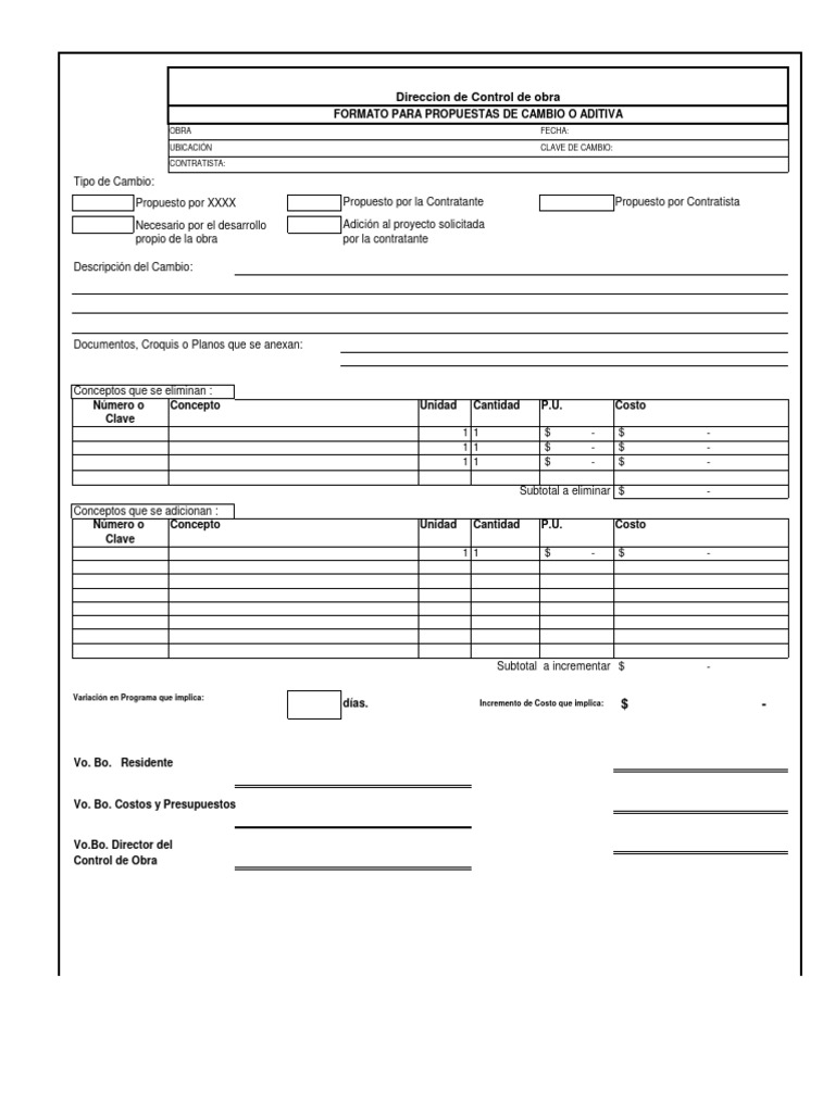 Formato Orden de Cambio | PDF