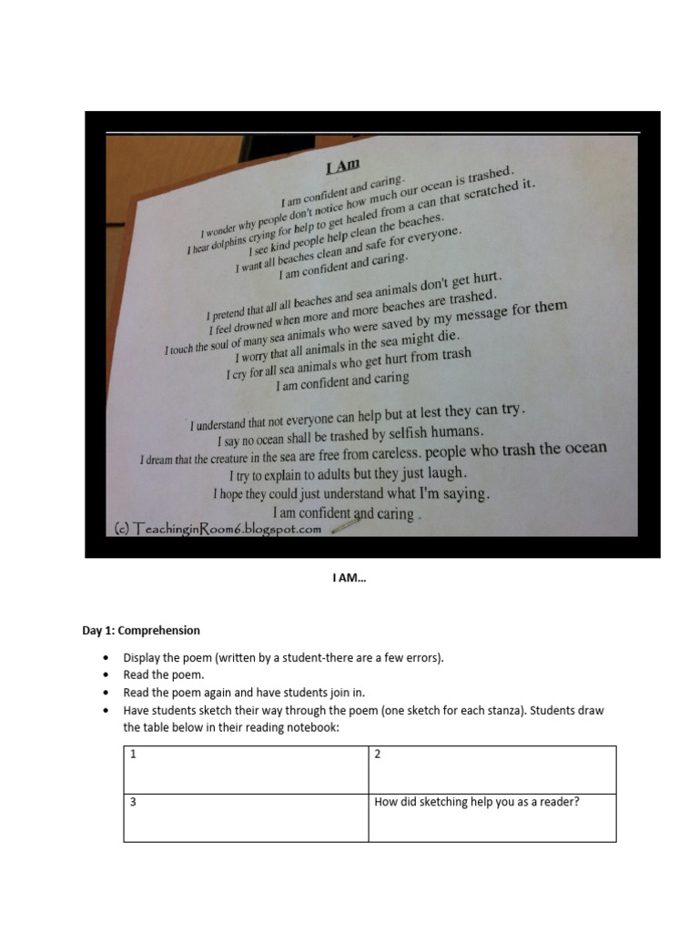 01 Poem of The Week I Am | PDF | Poetry | Linguistics