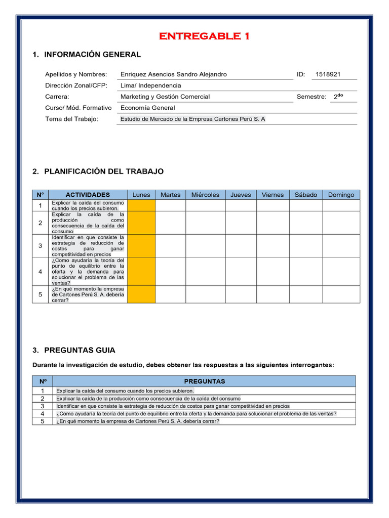 Trabajo Entregable Economia | PDF