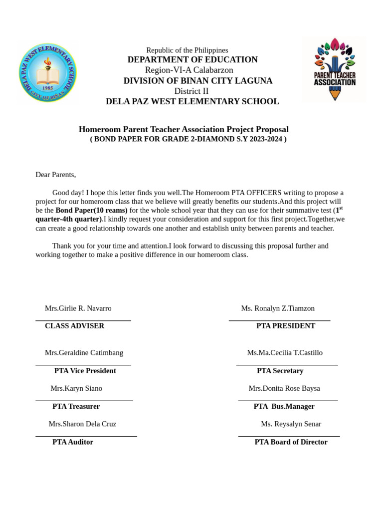 Pta Proposal Letter | PDF