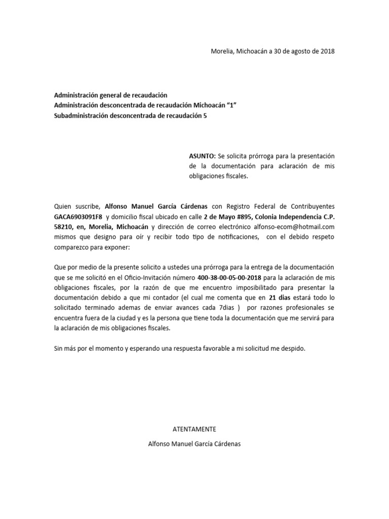 Solicitud de Prorroga Ante El SAT | PDF Solicitud de Prorroga Ante El SAT | PDF