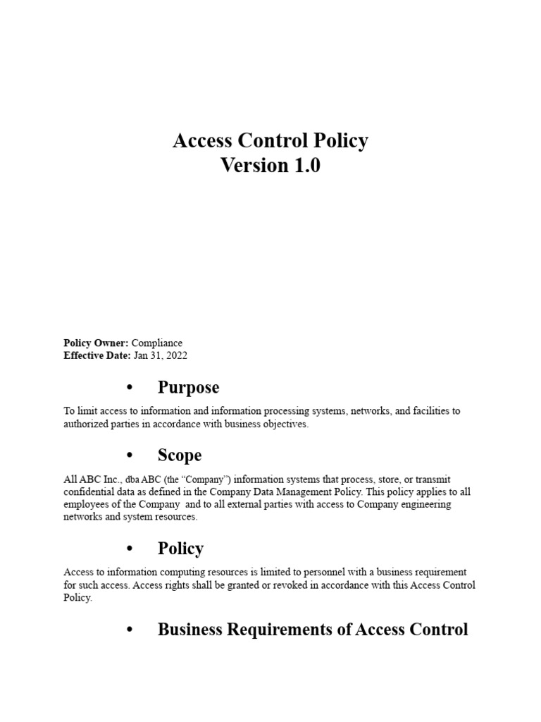Access Control Policy1 | PDF | Computer Access Control | Access Control