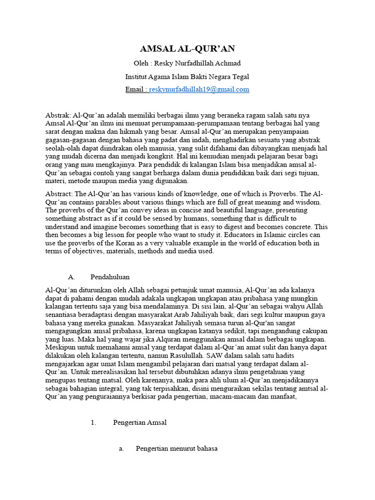 Amsal Al-Qur'an (IAT 3) - Resky Nurfadhillah Achmad | PDF