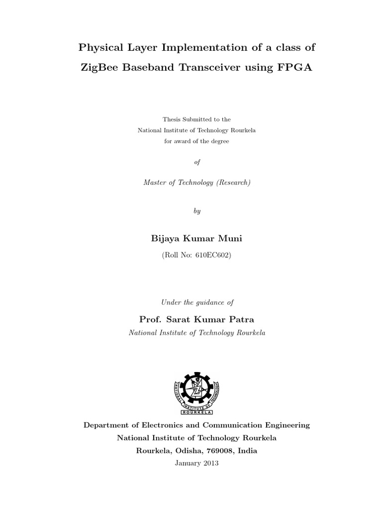 Thesis Zigbee Implementaion Fpga Final After Viva Voce | PDF | Computer Network | Wireless Lan