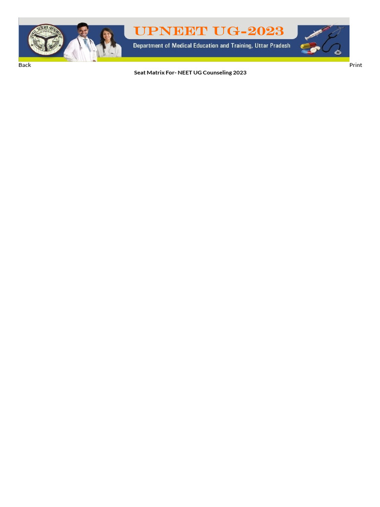 NEET UG 2023 Seat Matrix Overview | PDF