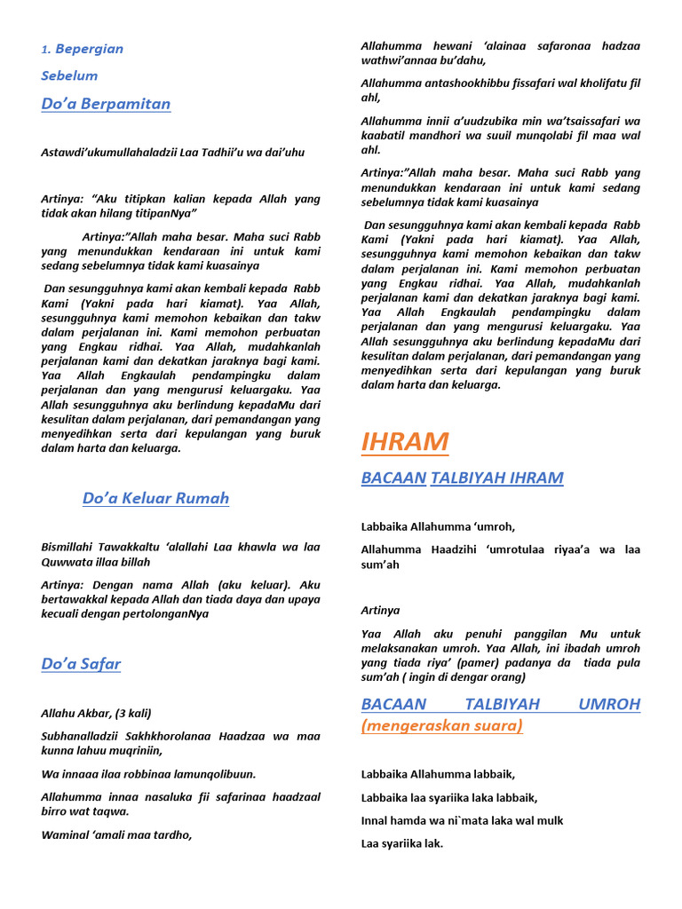Doa dan Panduan Umroh Lengkap | PDF