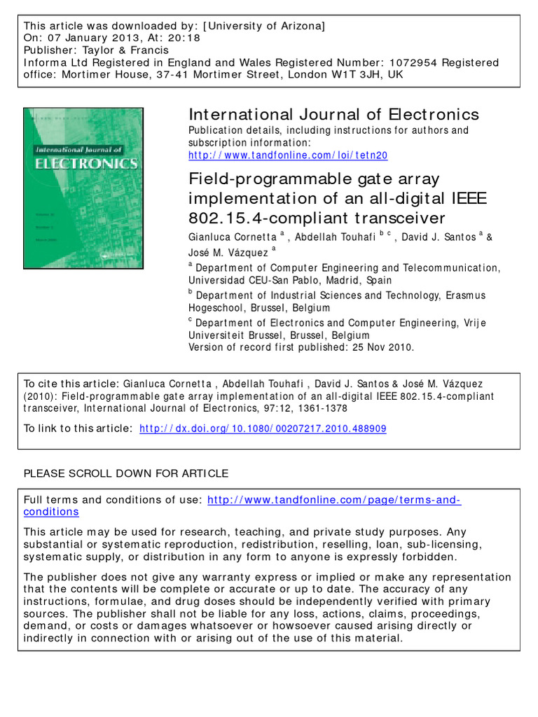 Field-Programmable Gate Array Implementation of An All-Digital IEEE 802 ... Field-Programmable Gate Array Implementation of An All-Digital IEEE 802 ...