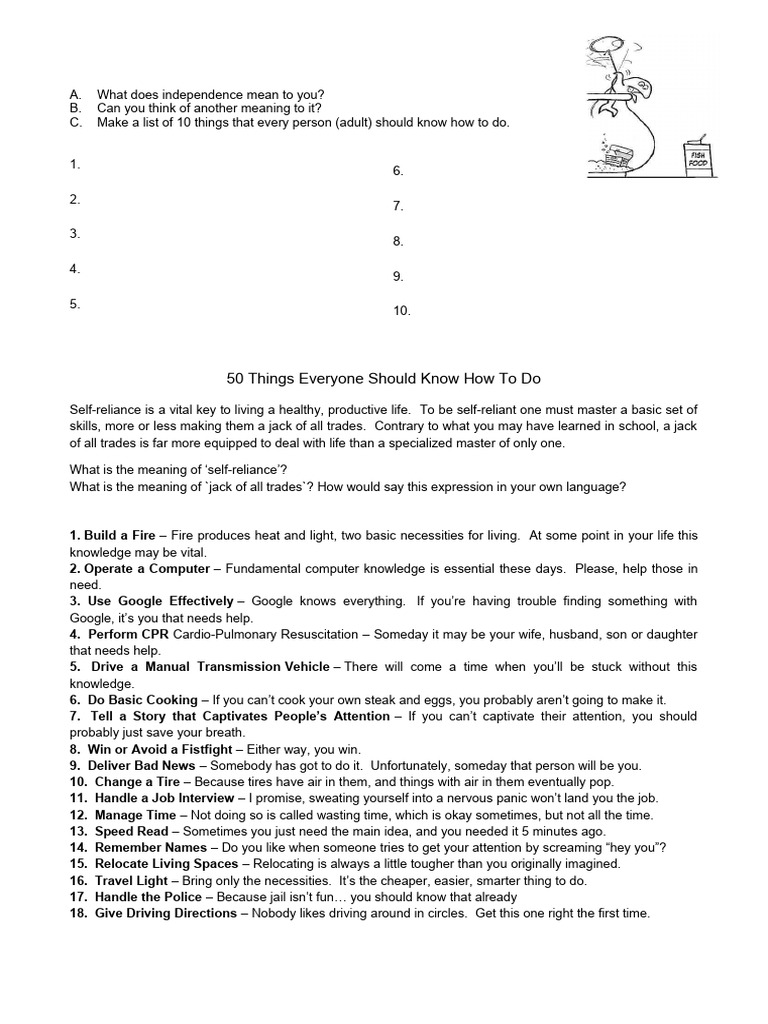 ESL Activity Upper Intermediate 50 Things You Should Know What To Do | PDF ESL Activity Upper Intermediate 50 Things You Should Know What To Do | PDF