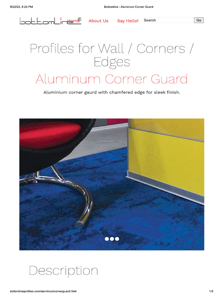TDS for 25mm x 25mm Corner Guard CGP063 (Bottomline) | PDF