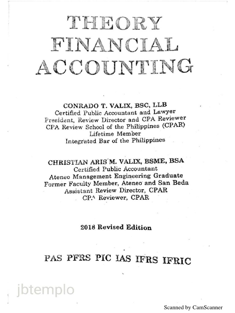 Theory Financial Accounting Valix 2018 Revised Edition | PDF