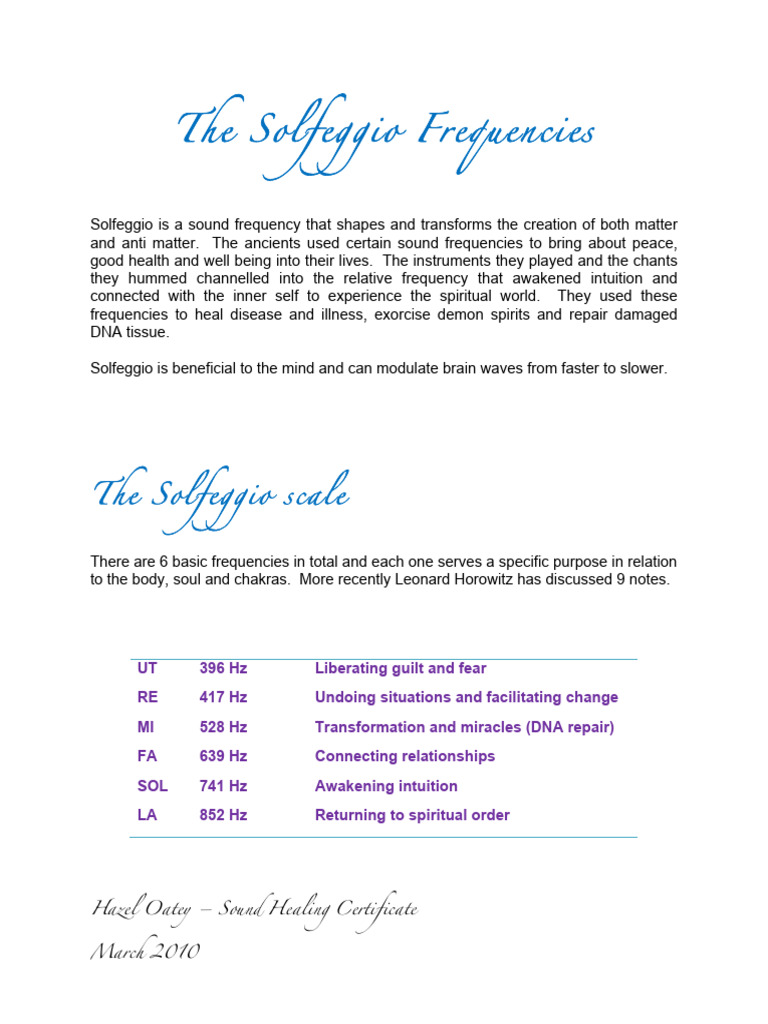 Frequences Solfeggio | Download Free PDF | Cell (Biology) | Frequency
