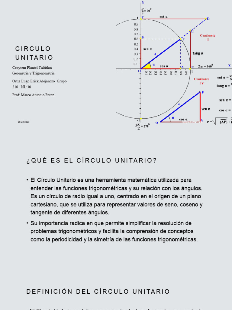 Circulo Unitario 2 | PDF | Trigonometría | Funciones trigonométricas