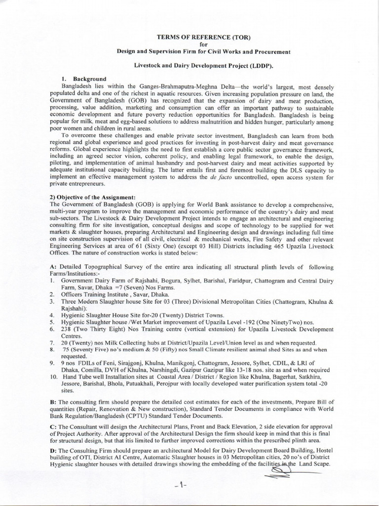 TOR - Design and Supervision Firm | PDF