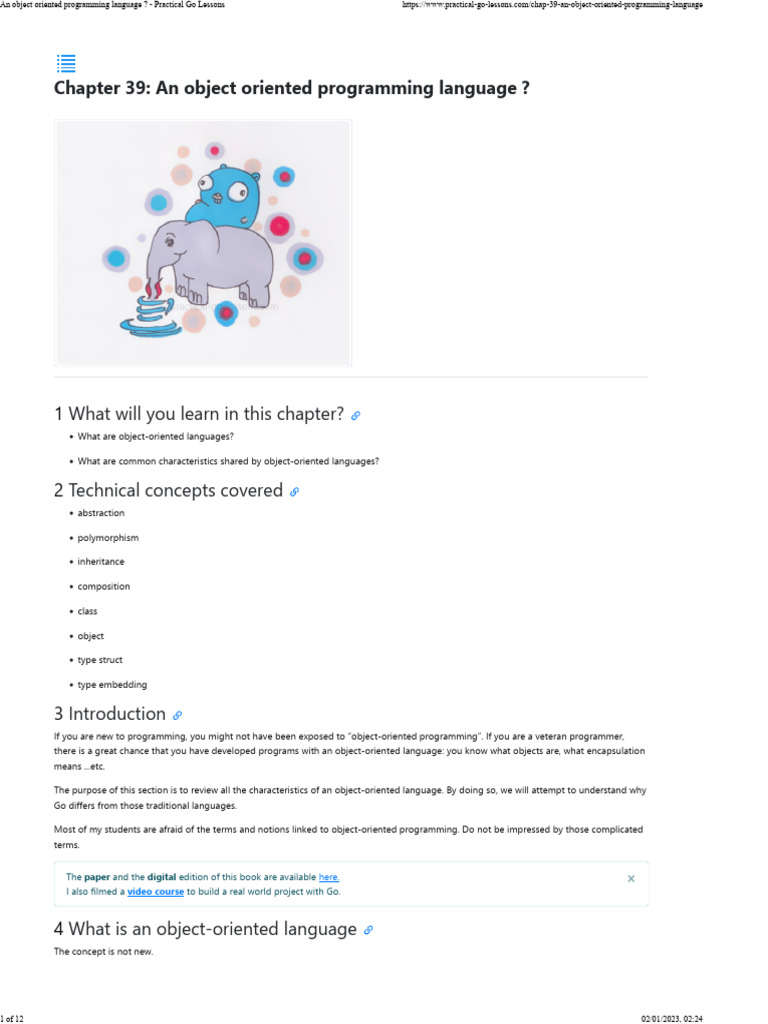 An Object Oriented Programming Language - Practical Go Lessons-39 | PDF