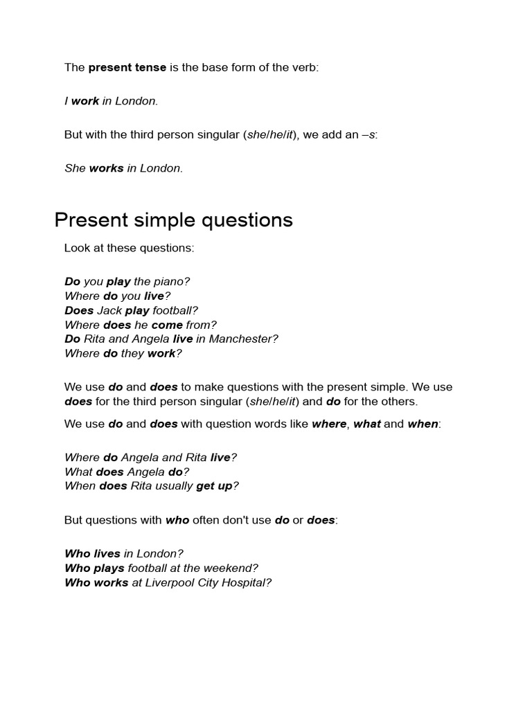 Present Simple (HOMEWORK) | PDF | Syntax | Languages