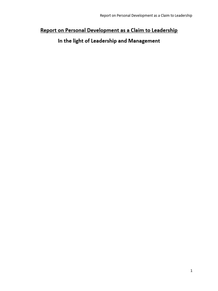 Report. Personal Development As A Claim To Leadership | PDF ...