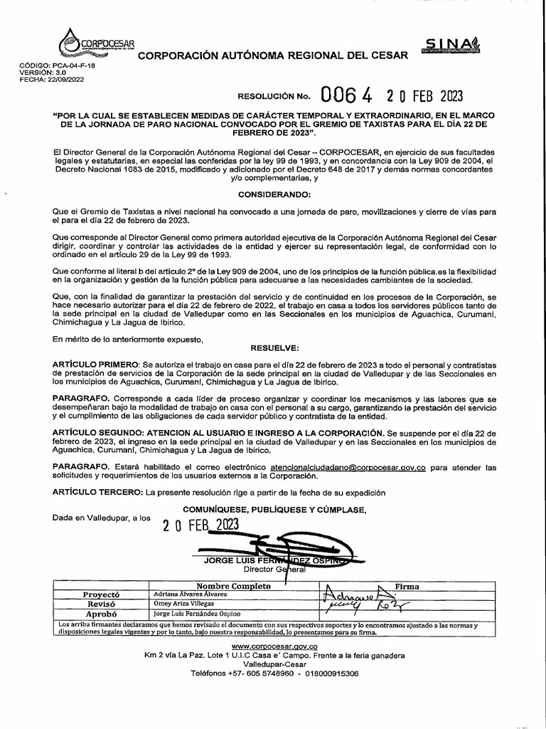 Resolucion 0064 20 02 2023 DG | PDF