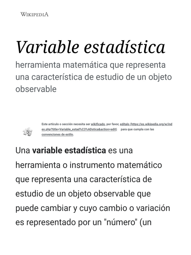 Variable Estadística - Wikipedia, La Enciclopedia Libre | PDF | Nivel ...