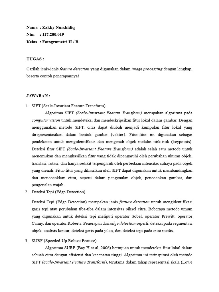 Zakky Nurshidiq - Fotogrametri II - B - Jenis Feature Detection | PDF ...